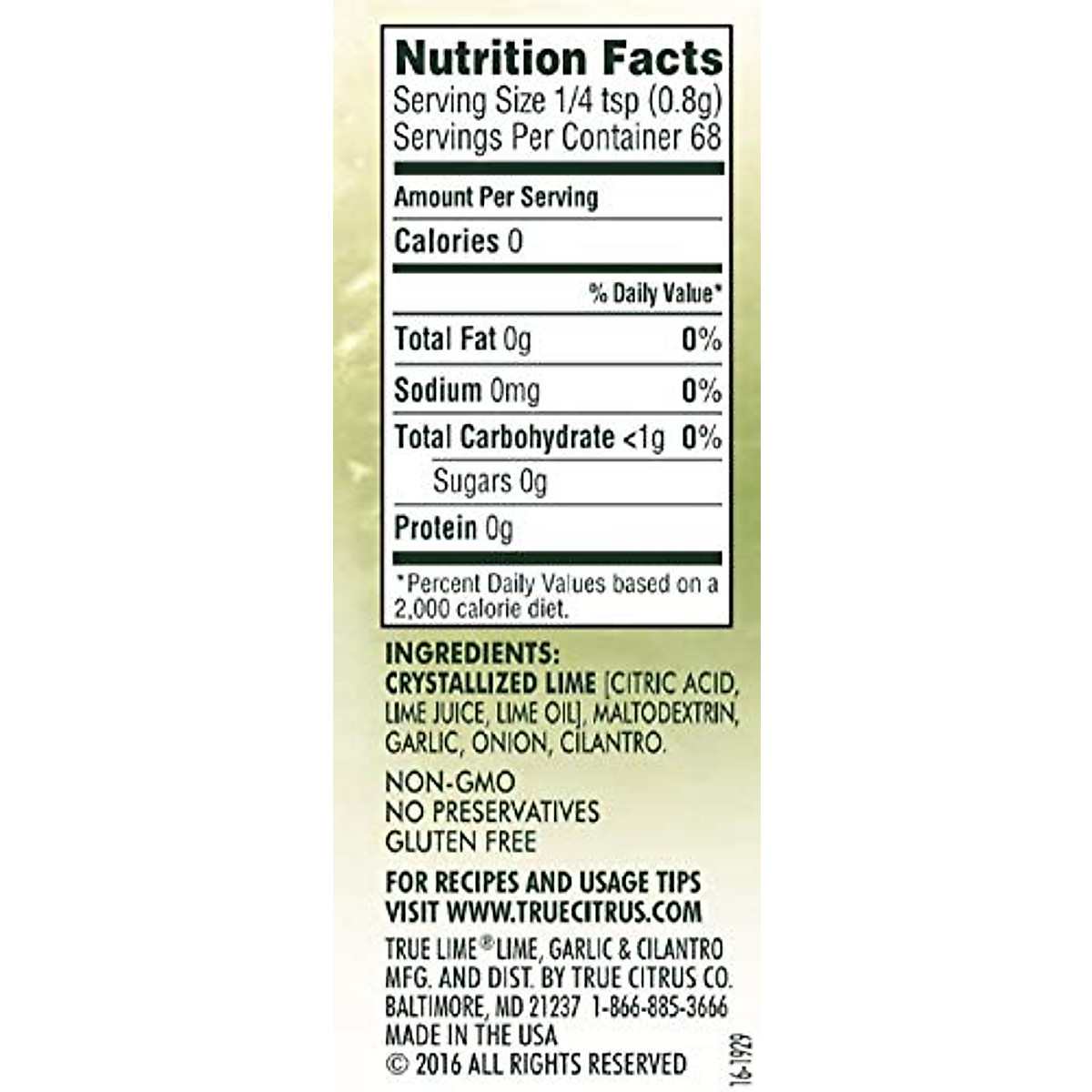 True Lime Lime, Garlic & Cilantro Spice Blend, 1.94 ounces