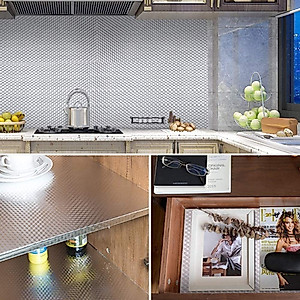 Kitchen Oil-Proof Waterproof Stickers ,3D Cube Texture Aluminum Foil Kitchen Stove Cabinet Contact Paper Counter top Cover Paper Self Adhesive Large Drawer Pad Oil