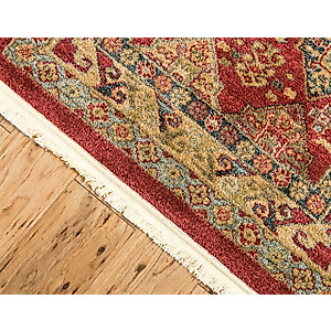 Unique Loom Sahand Collection Border Floral Geometric Area Rug (2' 7" x 6' 7" Runner, Red)