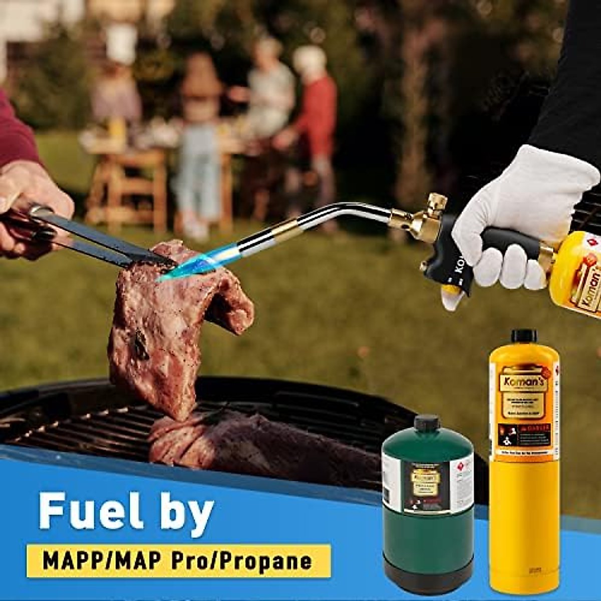 KOMAN Propane Torch Head Kit with 3 Nozzles, High Intensity Trigger Start MAPP Gas Torch with Self Ignition, Welding Torch Head by MAPP, MAP/PRO,for Soldering,Brazing,Stripping Paint(CSA Certified)