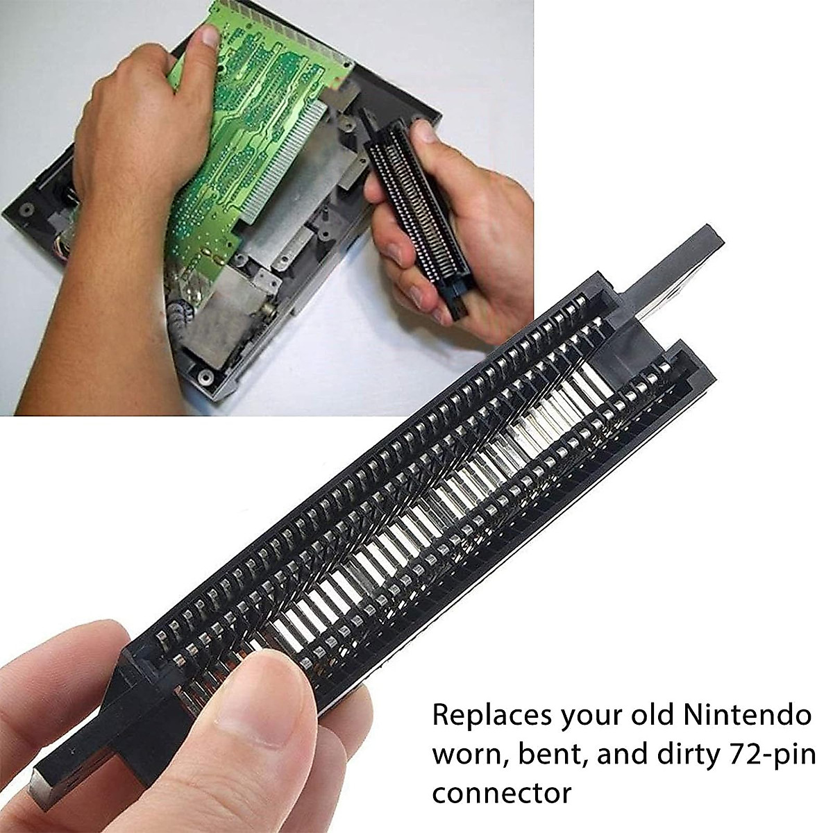 SUNJOYCO NES Cartridge Slot, 72 Pin Replacement Connector with 3.8mm Screwdriver for Nintendo Console NES 8 Bit System