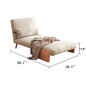 Kaxiti Sleeper Chair Bed - Convertible Sofa Bed for Living Room, 3 in 1 Sleeper Chair Bed Futon Chair, Comfortable Reading Chaise, Linen Fabric Beige (Single)