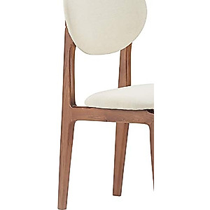 Elle Decor Coralie Mid-Century Modern Upholstered Dining Chair, Walnut-Stained Wood and Tapered Legs, Buttercream
