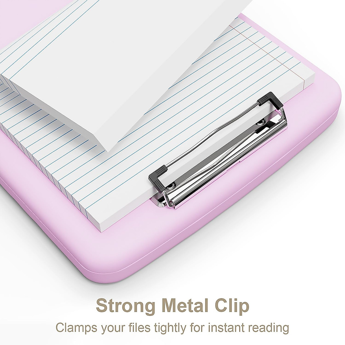 Piasoenc Clipboard with Storage, 8.5 x 11 Organization Box with Pen Holder and A4 Legal Paper Folder, Heavy Duty Plastic, Folio & Side-Opening, Low Profile Clip, for Teachers, Lawers, Deep Pink