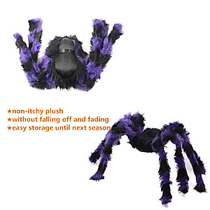 BEIGUO 5pcs Halloween Spider Giant Spider with Red Eyes Colorful Hairy Scary Halloween Spider Decorations for Indoor,Outdoor(1pcs 30",2pcs 20",2pcs 12")