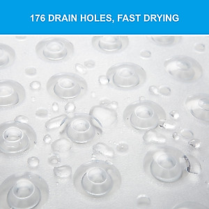 AmazerBath Bath Tub Mat, 40 x 16 Inches Non-Slip Shower Mats with Suction Cups and Drain Holes, Bathtub Mats Bathroom Mats Machine Washable, Clear