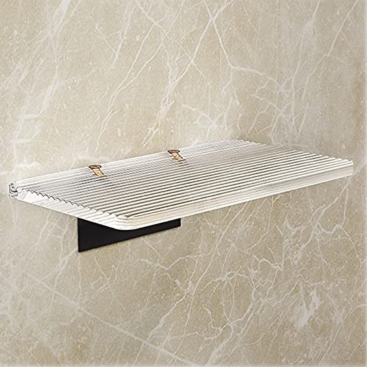 WANLIAN Floating Wall Shelves Shower Phone Holder Wall Mount Acrylic Shelves for Kitchen and Bathroom,Plexiglass Floating Display Shelf for Bathroom, Kitchen, Toilet, Bedroom, Office (Black)