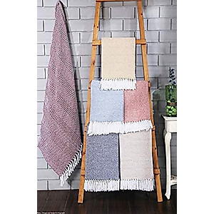 Cozy Home Collection, Luxurious Hand Woven Cozy Warm 100percent Combed Cotton All Season Fade Light Weight Fade Resistant Couch Chair Bed Decorative Throw Blankets Chevron 50Inx60In Set of 2 (Teal)