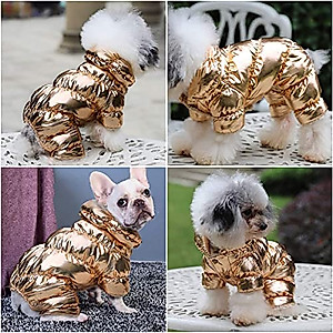 Frieyss Winter Puppy Dog Coat Waterproof Pet Clothes Windproof Dog Snowsuit Warm Fleece Padded Winter Pet Clothes for Small Dogs(Winter Glod, Small)