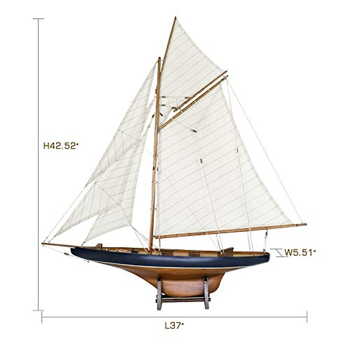 SAILINGSTORY Wooden Sailboat Model Ship Sailboat Decor Yacht Model America's Cup Columbia 1901 Replica Medium