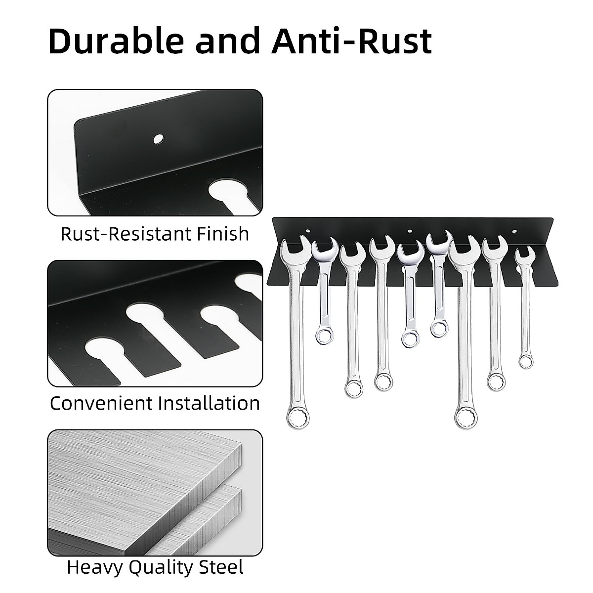 Fepinc Metal Wrench Holder, Hand Tool Organizer Wall Mount Storage Rack Organizer for Workshop, Shed, Garage (Wrench Holder)