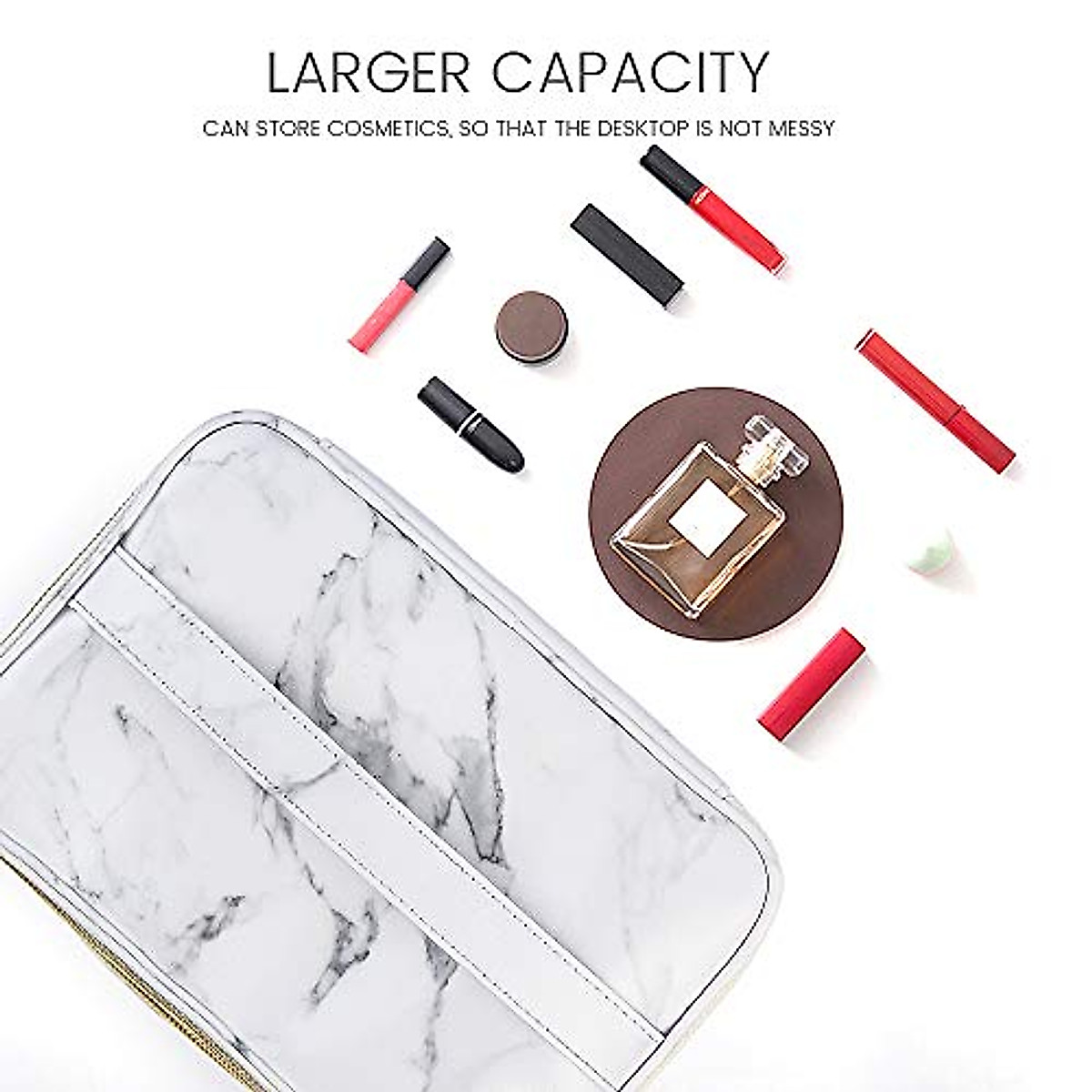 MAGEFY 3Pcs Makeup Bags Portable Travel Cosmetic Bag Waterproof Organizer Multifunction Case with Gold Zipper Marble Toiletry Bags for Women