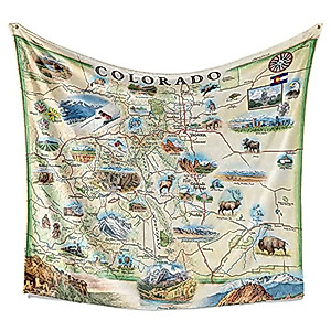 Colorado State Fleece Blanket Map - Hand-Drawn Original Art - Soft, Cozy, and Warm Throw Blanket for Couch - Unique Gift - 58"x 50"