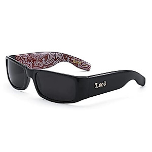 Locs Mens Hardcore Gangster Sunglasses Bandana Print BLACK/RED