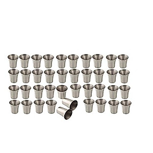 Communion Ware 2 Holy Wine Serving Trays with A Lid & 2 Stacking Bread Plates with A Lid + 80 Cups - Stainless Steel (Mirror/Silver)
