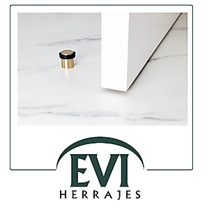 EVI | Doorstop | 0.8'' X 0.98'' | Threaded Base | Black Natural Silicone Rubber | Matte Finished Brass | Includes Screw + Fastening Plug | Pack 2X Model I-180-MT