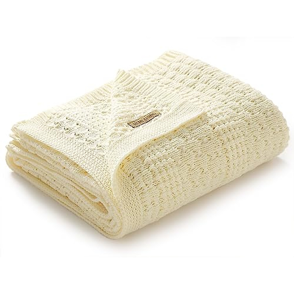 mimixiong 100% Pure Cotton Baby Blanket Extra Soft Cellular Neutral Swaddle Receiving Crib Blanket for Newborn Baby Boy Girl Size Ivory 30 x 40 inches