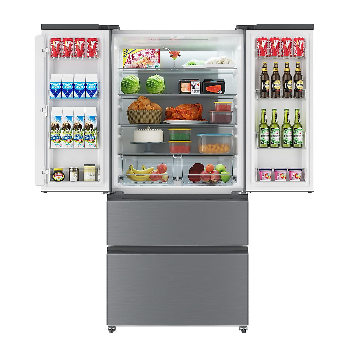 DYTesa 33 Inch Large Capacity French Door Refrigerator, 18.75 cu.ft Refrigerator with 2 Doors & 2 Drawers, Full Size Bottom Freezer Kitchen Fridge, Automatic Defrost, LED Lighting
