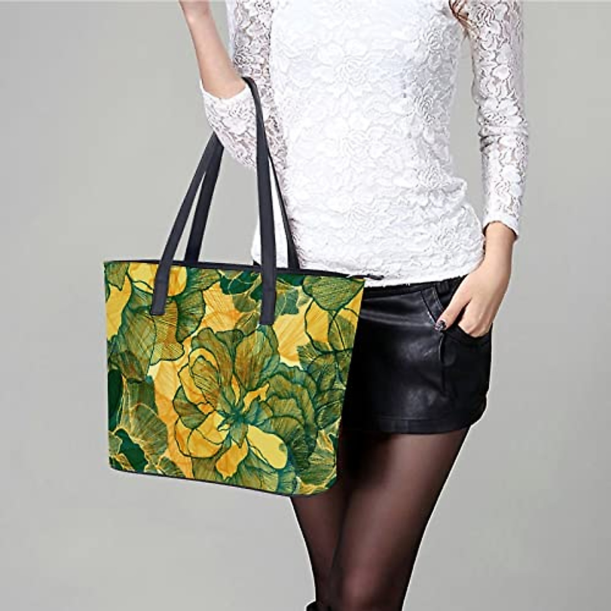 Womens Handbag Roses Leather Tote Bag Top Handle Satchel Bags For Lady