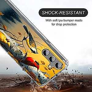 BPQOJB Galaxy A13 5G Case for Samsung A13 5G Clear Case Dual Layer Transparent Soft TPU Hard PC Shock Proof Cover with Wild Birds Pattern Designed Phone Case for Samsung Galaxy A13 5G 6.5" 2022