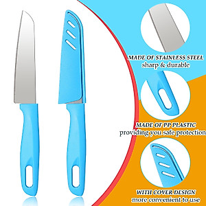 Lothee 50 Pcs Paring Knife Bulk, 5 Colors Fruit Vegetable Knife Stainless Steel Kitchen Knife Ultra Sharp Knife with Plastic Handle for Chef Cutting Peeling Cooking, 3.94 Inches Blades
