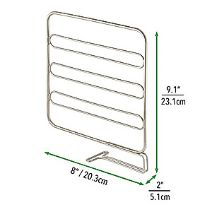 mDesign Versatile Metal Wire Closet Shelf Divider and Separator for Storage and Organization in Bedroom, Bathroom, Kitchen and Office Shelves - Easy Install - 4 Pack - Satin