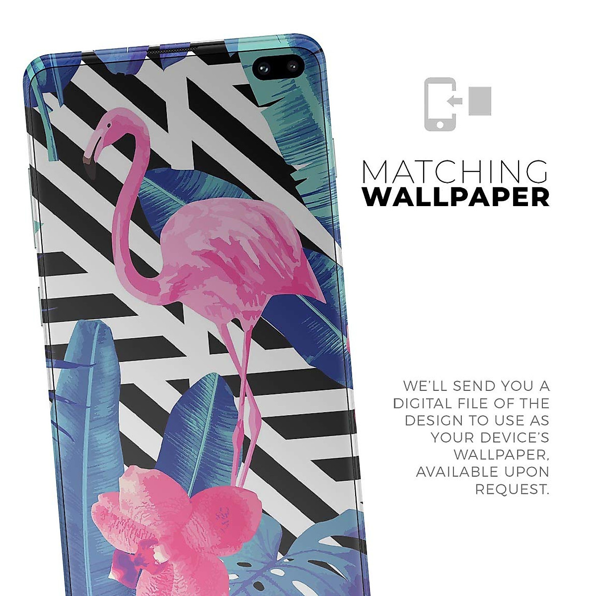 DesignSkinz Vivid Tropical Chevron Floral v2 Protective Vinyl Decal Wrap Skin Cover Compatible with The Samsung Galaxy S20 (Screen Trim & Back Glass Skin)