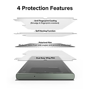Ringke Privacy Dual Easy Wing [Anti-spy] Compatible with Samsung Galaxy S23 Ultra Privacy Screen Protector 5G, Self-Healing Properties Anti-Fingerprint Coating Film with Easy Application Kit