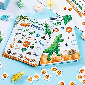 WERNNSAI Watercolor Dinosaur Bingo Party Games - 24 Players Dino Birthday Bingo Cards Set for Kids Boys Dinosaur Themed Activities for School Classroom Family Holiday