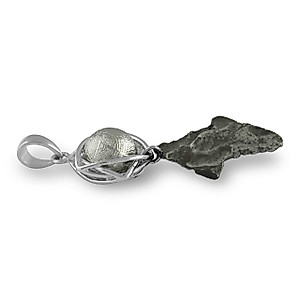 Starborn Sterling Silver Muonionalusta and Campo de Cielo Meteorite Orbit Pendant