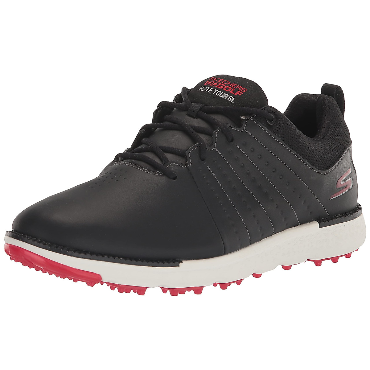Skechers mens Elite Tour Sl Waterproof Golf Shoe, Black/Red, 13 US