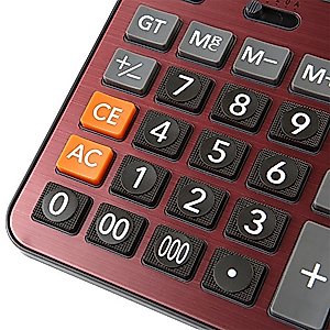 Meichoon Solar Battery Calculator Dual Power Large Standard Function Desktop Business Calculator with 14 Digit Large LCD Display Convenient for Office & Home KA06 Red
