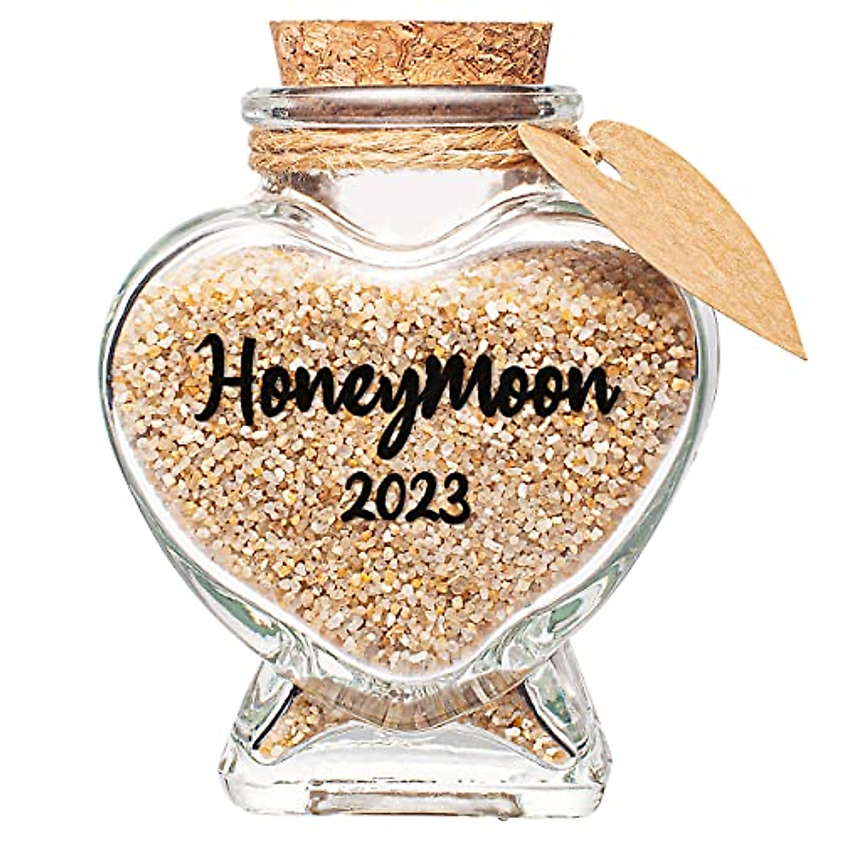 Honeymoon Sand Keepsake Jar 2023，Bridal Shower Gift, Wedding Gift, Engagement Gift, Honeymoon Gift, Travel Gift for Couples, Newlywed, Fiance(Gift Box Includes) - 40ml Glass - Heart Shape Card