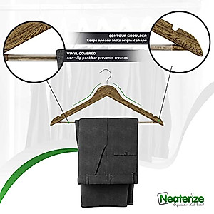 Wooden Hangers for Clothes - Heavy Duty Non-Slip Pants Bar & 360 Swivel Hook |Ganchos De Ropa | Great for Suits, Coats, Clothing [20-Pack - Vintage]
