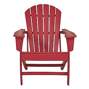 Signature Design by Ashley Sundown Treasure Outdoor Patio HDPE Weather Resistant Adirondack Chair, Red