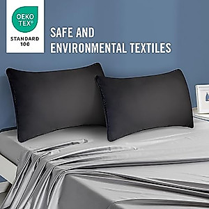 HIMOON Bed Pillows for Sleeping King Size 2 Pack，Cooling Hotel Quality Down Alternative Pillows for Side Back and Stomach Sleepers（Black