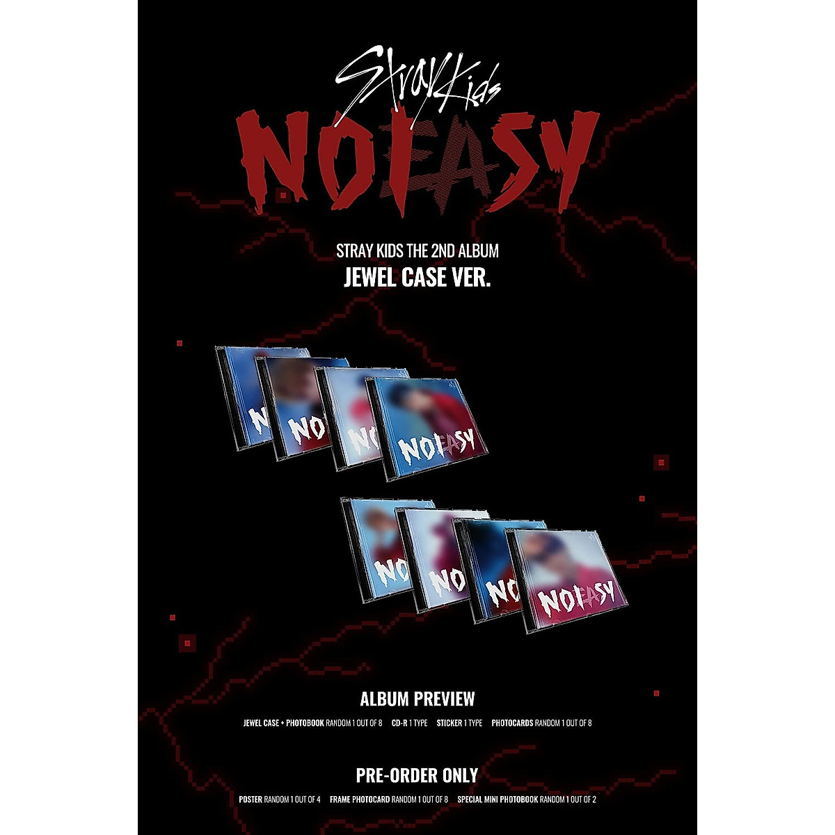 JYP Ent. STRAY KIDS - NOEASY [Jewel Case] (Vol.2) Album+Extra Photocards Set (LEE KNOW ver.) JYPK1272
