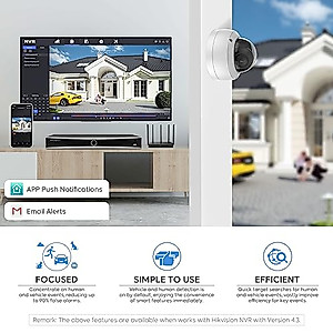 HITOSINO 4MP Dome PoE IP Camera - DarkFighter 0.003 Lux@F1.4, Smart VCA Human/Vehicle Detection, 98ft Night Vision, Mic, Alarm Input/Output, Metal IP67 IK10