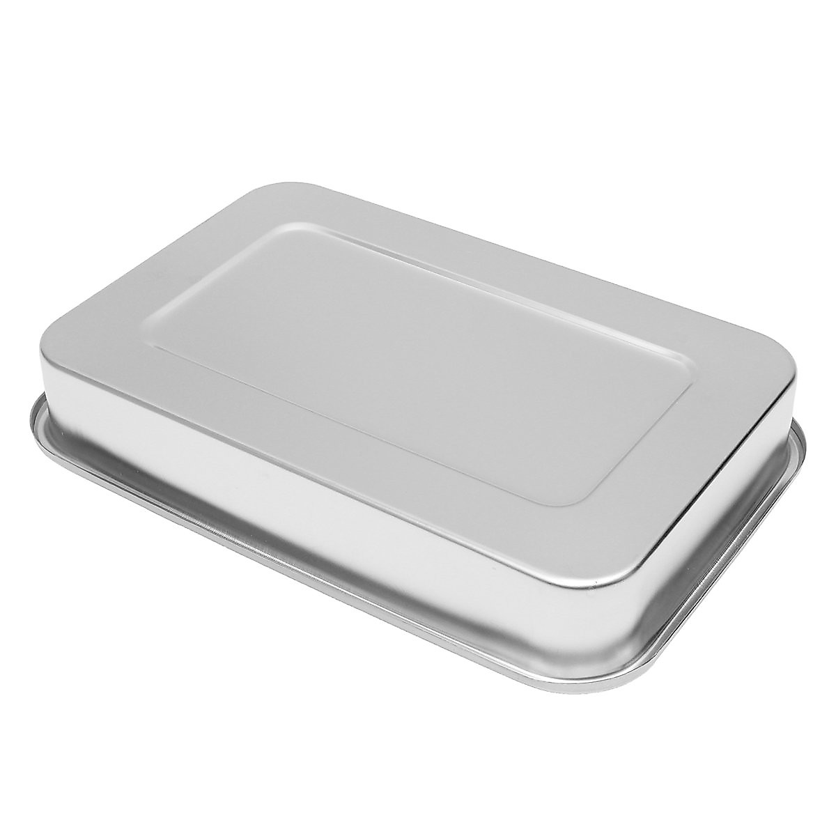 Stainless Steel Instrument Tray Organizer Holder with Lid & Handle Grip 12"x8"x2"