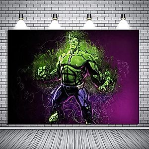 Cartoon Hulk Super Hero Photography Background Great Hulk Photo Backdrops for Baby Shower Children's Birthday Party Photo Booth Studio Props 5x3ft