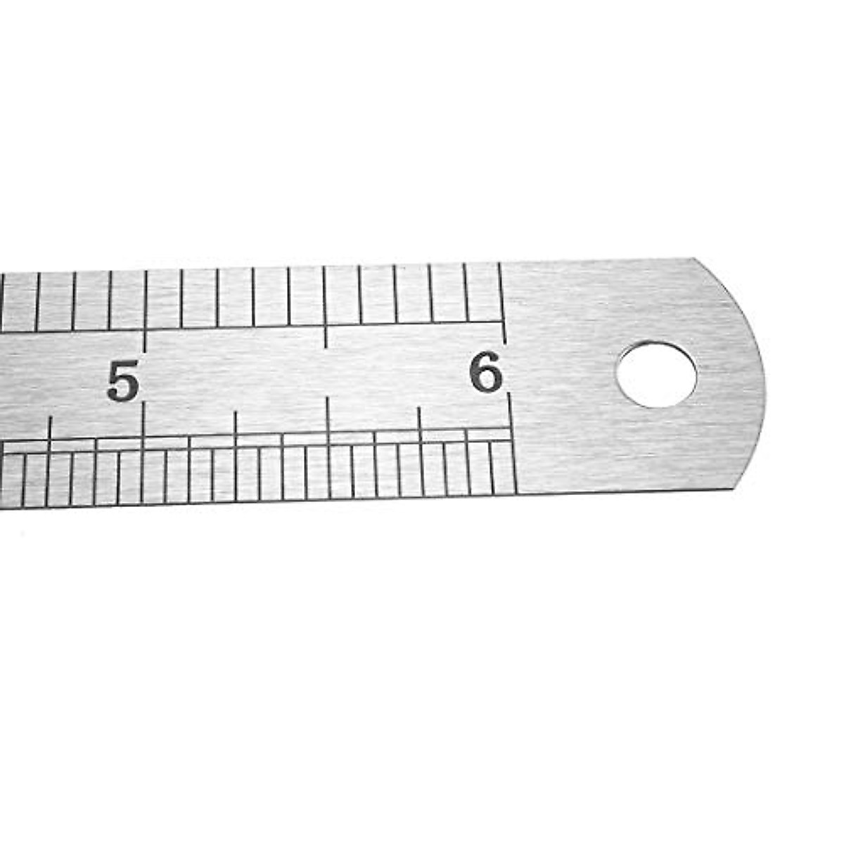 uxcell Straight Ruler 150mm 6 Inch Metric Stainless Steel Measuring Ruler Tool with Hanging Hole Inch & Centimeters Precision Drawing Ruler 5pcs