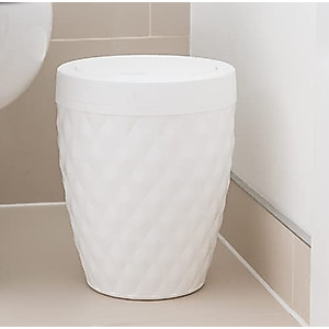 Addis 518030 Diamond Style Round Swing Lid Bathroom Bin, White