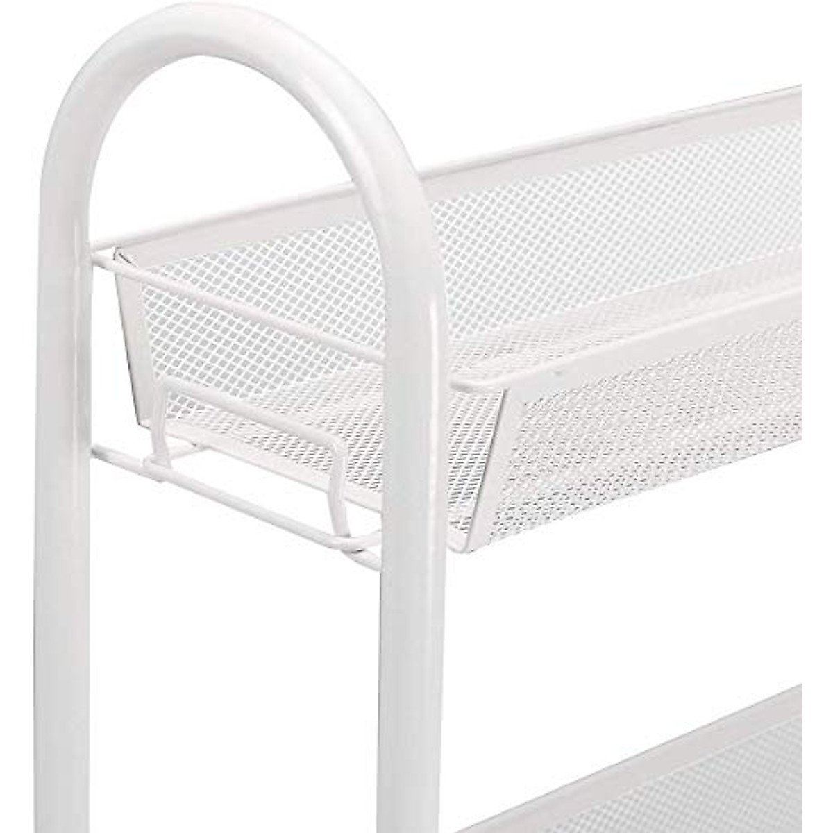 Rackaphile 4-Tier Slim Slide Out Storage Tower Rack Mesh Rolling Organization Serving Cart Shelf for Narrow Spaces Roller, White (4-Tier)