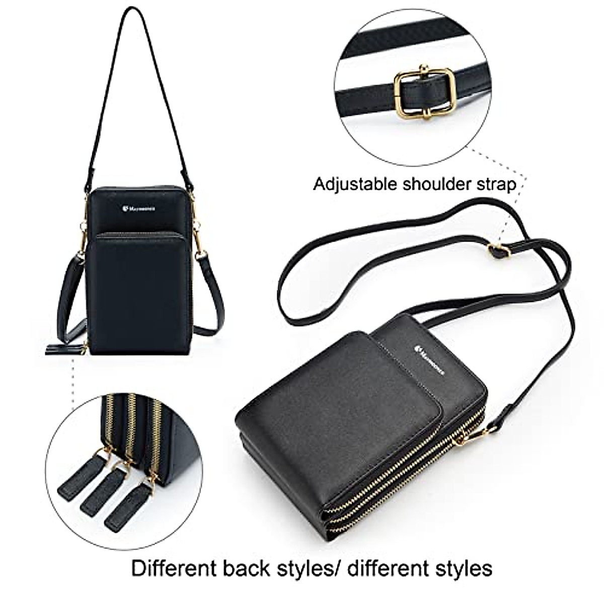 Maymooner Cell Phone Purse,Small Crossbody Bags For Women with Card Slots,Black