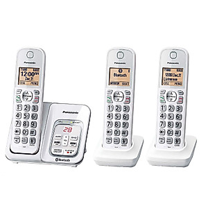 Panasonic KX-TG833SK1 Link2Cell Bluetooth Cordless Phone W/Voice Assist 3 Handsets (Renewed)