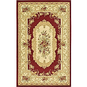 Unique Loom Versailles Collection Traditional Classic Floral Motif Area Rug (5' 0 x 8' 0 Rectangular, Burgundy/ Ivory)