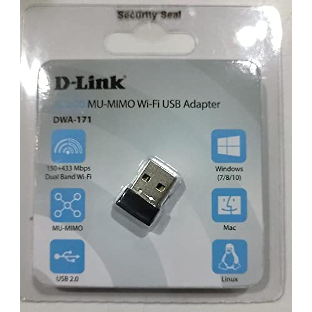 D-Link USB WiFi Adapter AC600 Mini Wireless Internet Dual Band MU-Mimo Wi-Fi Network Desktop Laptop (DWA-171),Black