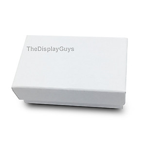 TheDisplayGuys - 100-pack - #21 Cotton Filled Cardboard Paper Jewelry Box Gift Case - Swirl White (2.6" x 1.6" x 1")