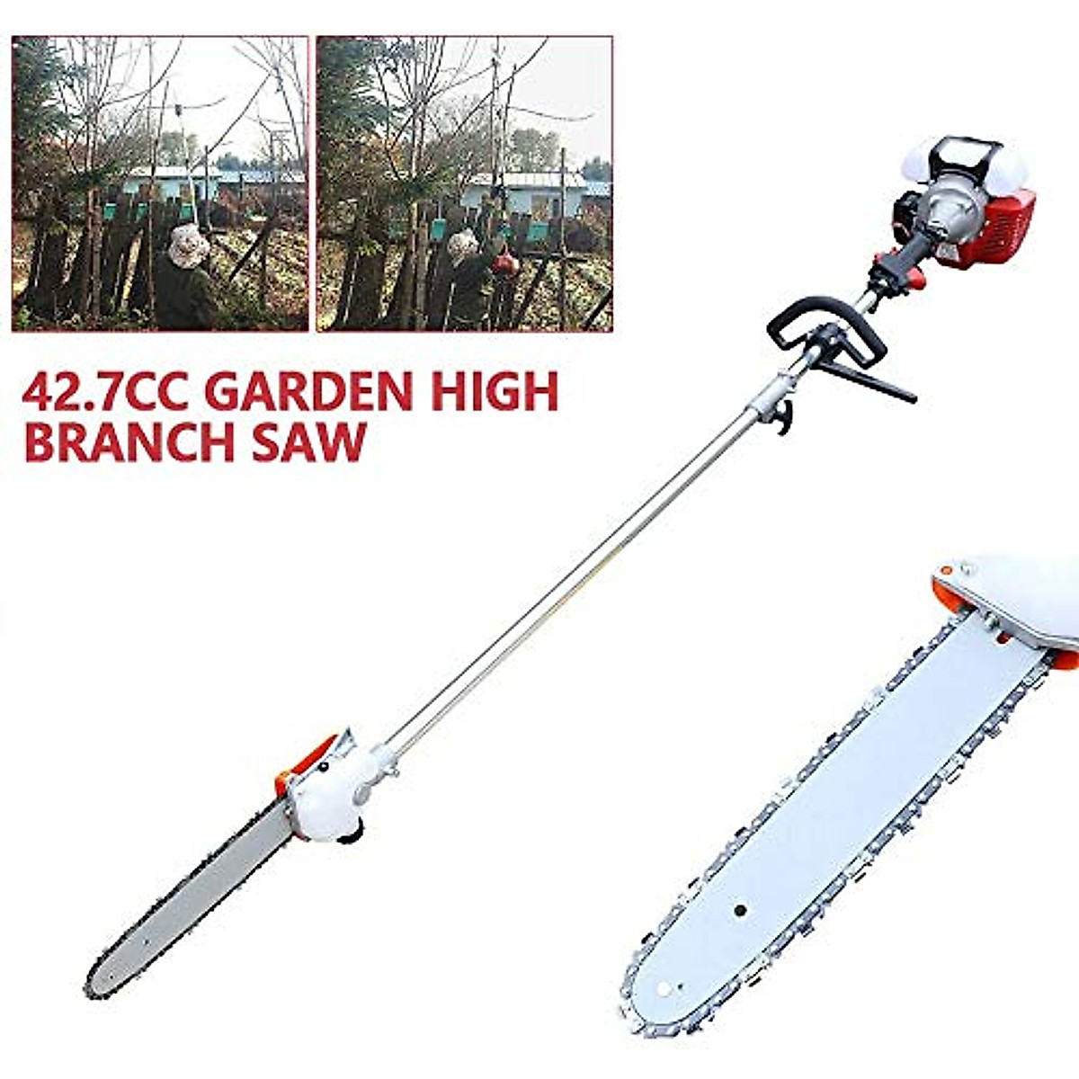 DNYSYSJ 42.7CC Garden High Branch Saw 2.5M-3.5M,Pole Saw,Powerful Gas Pole Chainsaw Split Shaft Chainsaw Pruner Trimmer for Outdoor Tree Tool