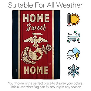Home Sweet Marine Corps Garden Flag - Set Mailbox Hanger Armed Forces USMC Semper Fi United State American Military Veteran Retire Official - House Banner Small Yard Gift Double-Sided 13 X 18.5